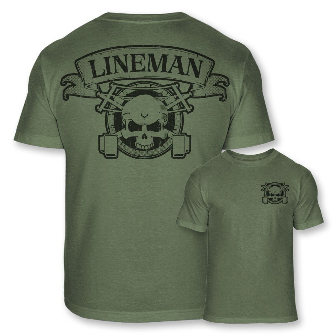 Lineman Skull Crossbones Athletic T-shirt - Lineworker With Crossed ...