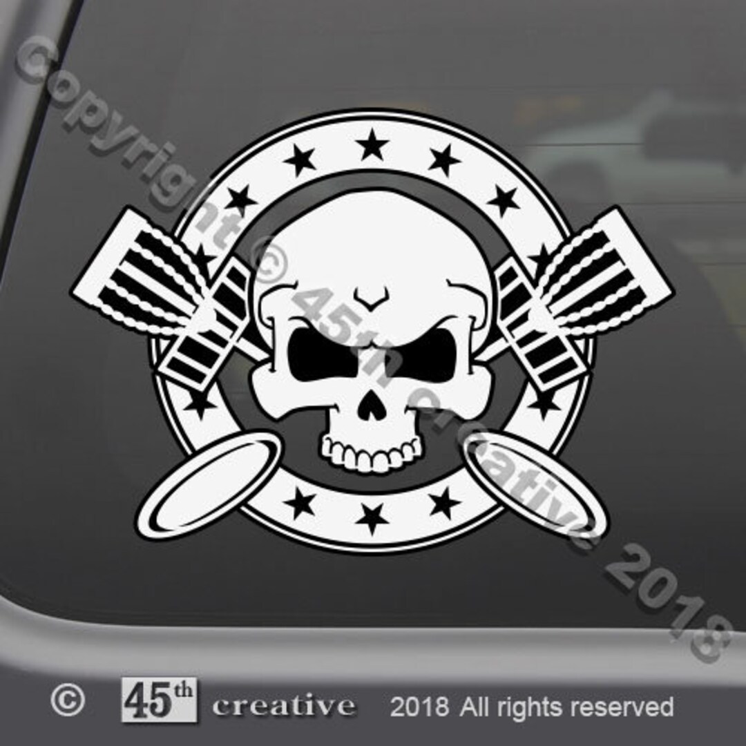 Disc Golf Skull Crossbones Decal Sticker, Disc Golfing Window Decal ...