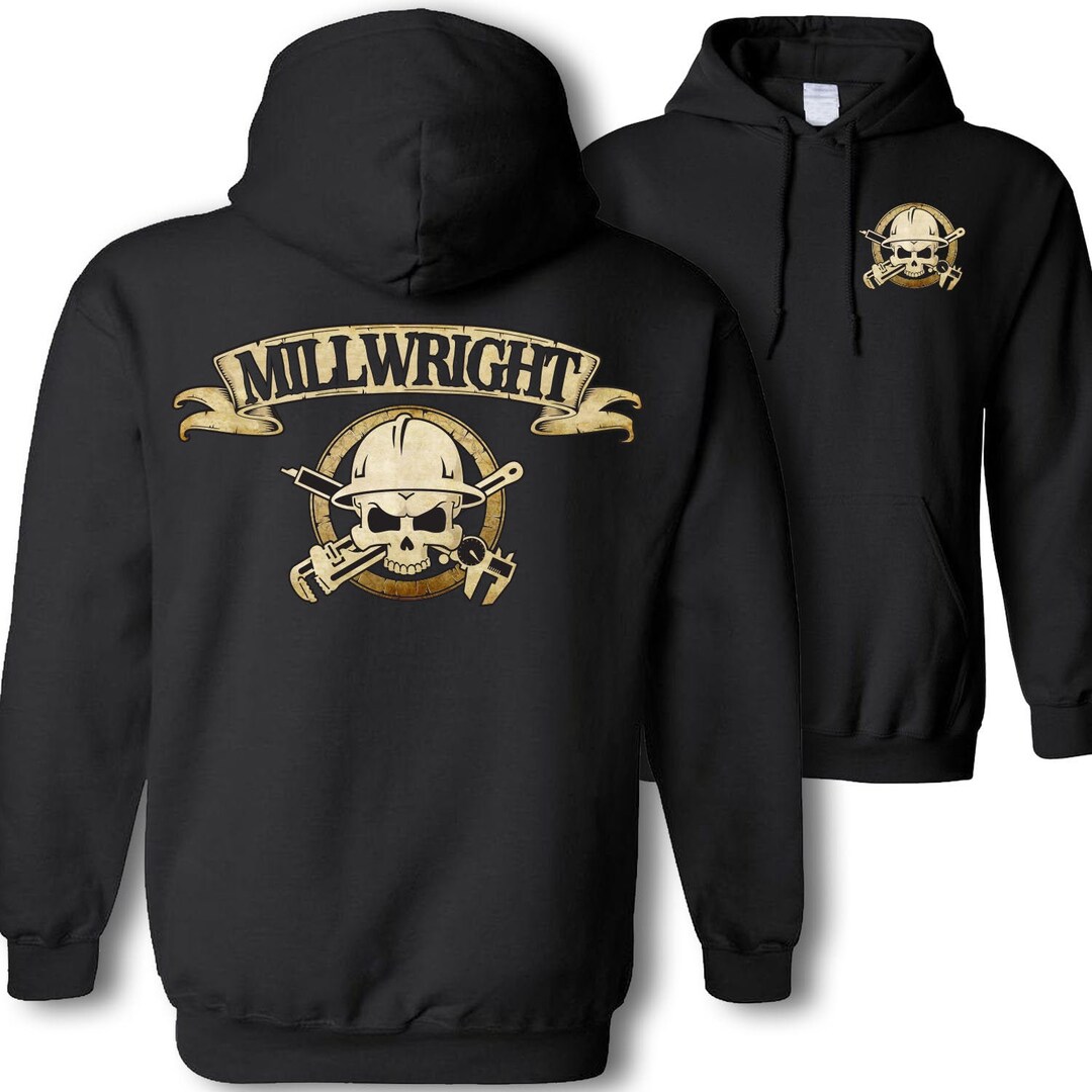 Millwright Skull Hoodie Mill Wright Skull Hooded Sweatshirt Millwrights ...