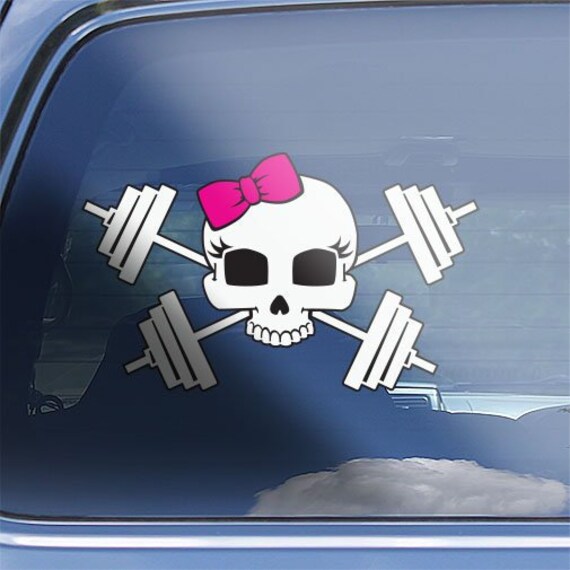 Women's Body Builder Skull Decal Sticker Girls Weight - Etsy