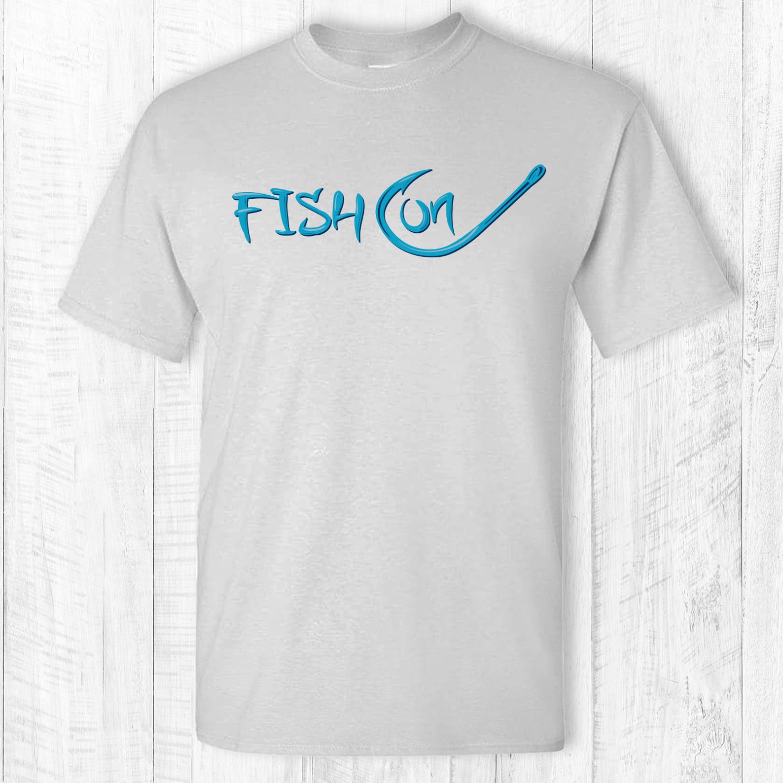 Fish on Tee Shirt Fish on Hook T-shirt Fish on Text and - Etsy