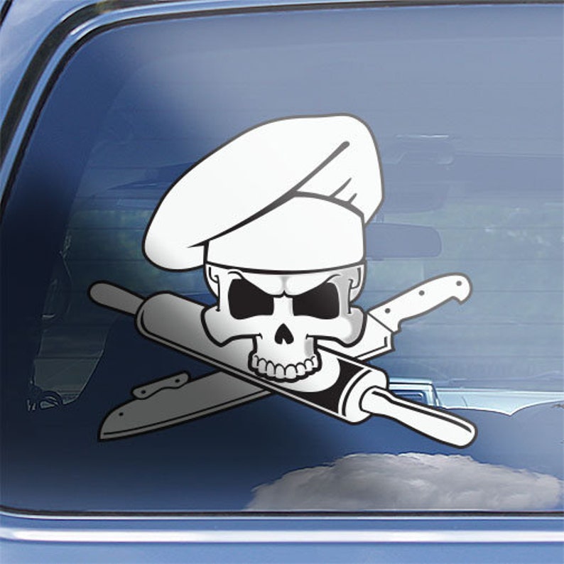Pizza Chef Skull Crossbones Decal Sticker Pizza Chefs Decal | Etsy