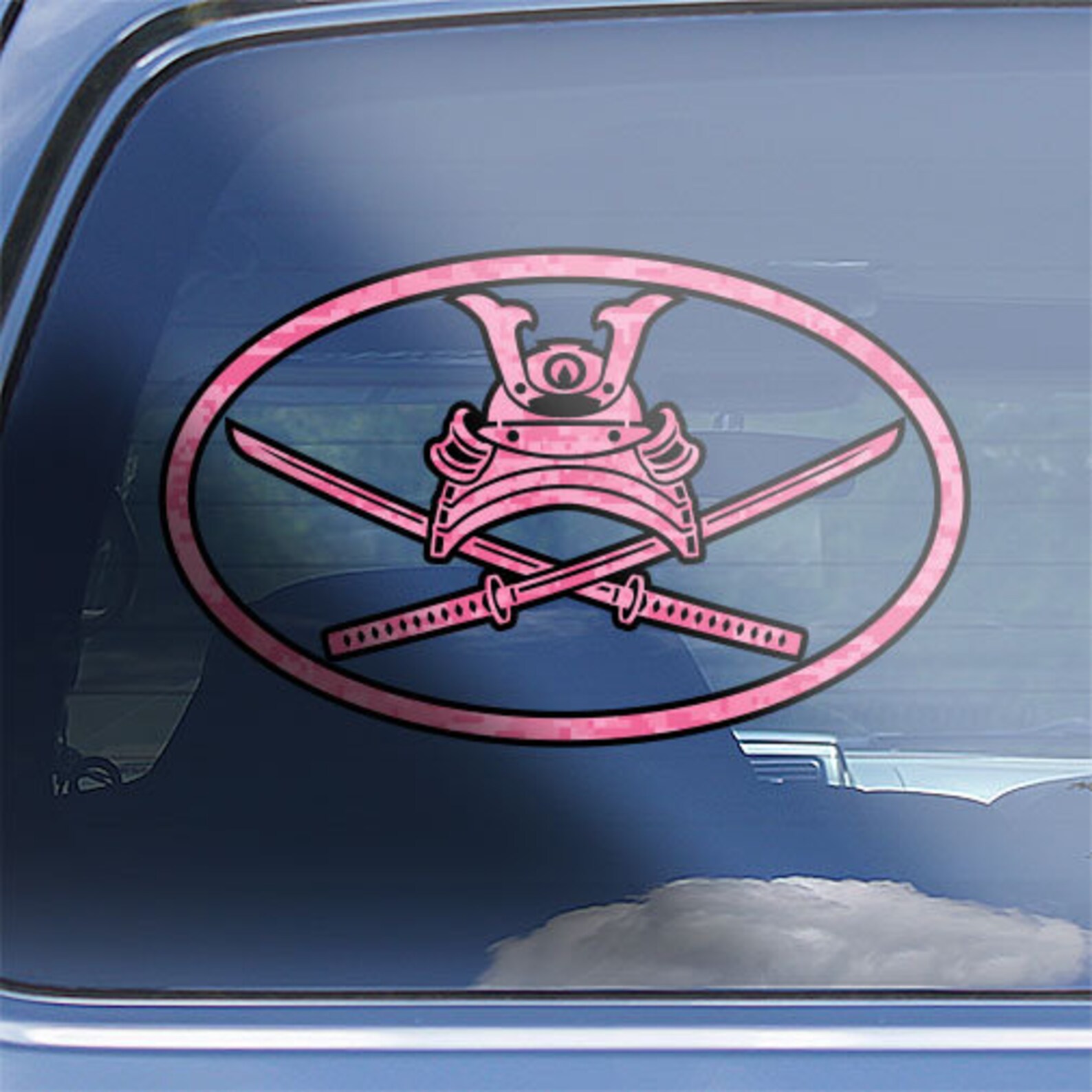 Samurai Oval Decal Sticker Samurai Helmet Window Decal - Etsy