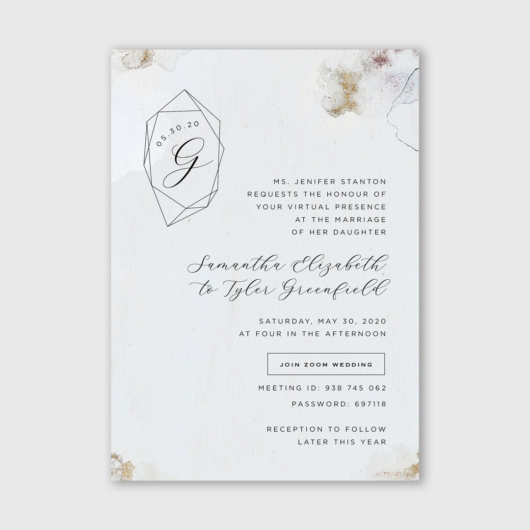 Virtual Wedding Invitation Zoom Wedding, Facebook Live Wedding, Online ...