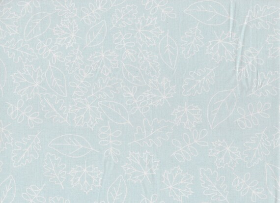 Blue Cotton Leaf Fabric | Etsy