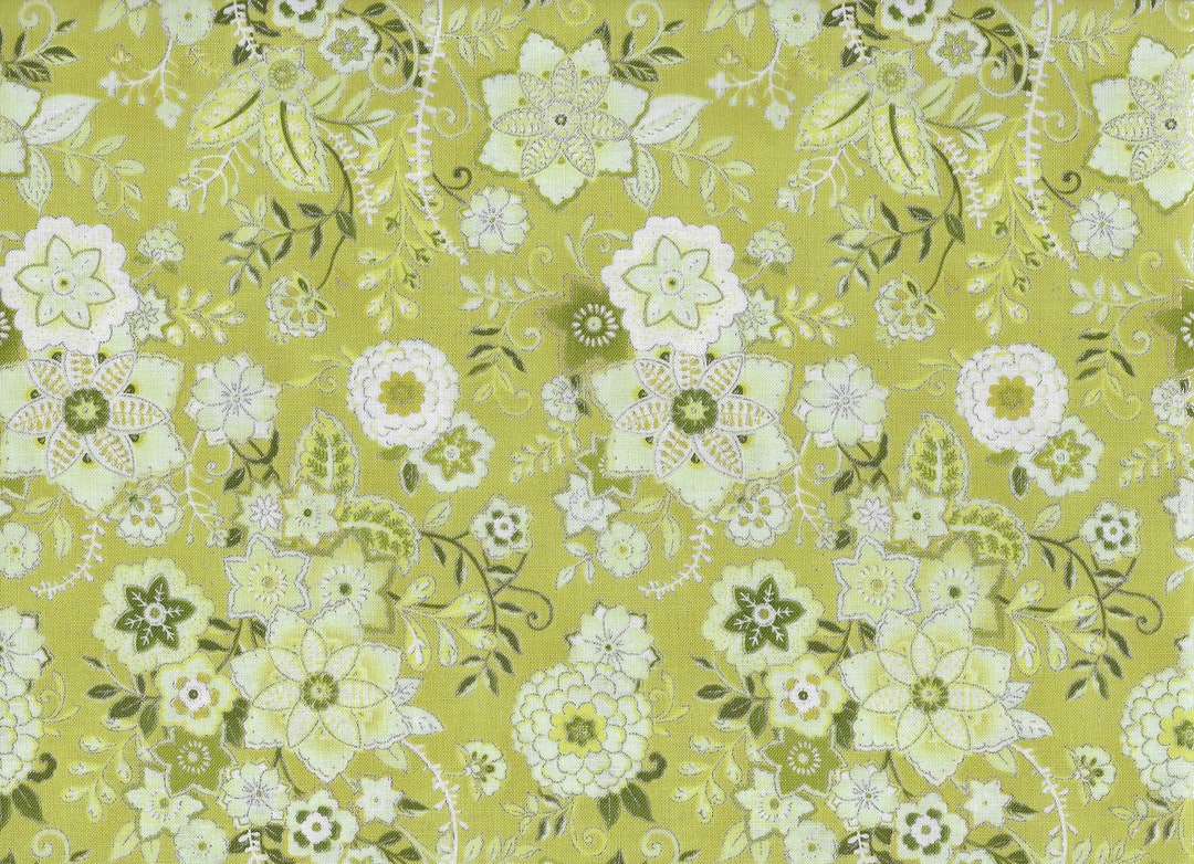 Green Floral Cotton Fabric - Etsy