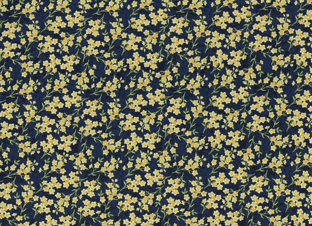 Yellow Floral Cotton Fabric - Etsy