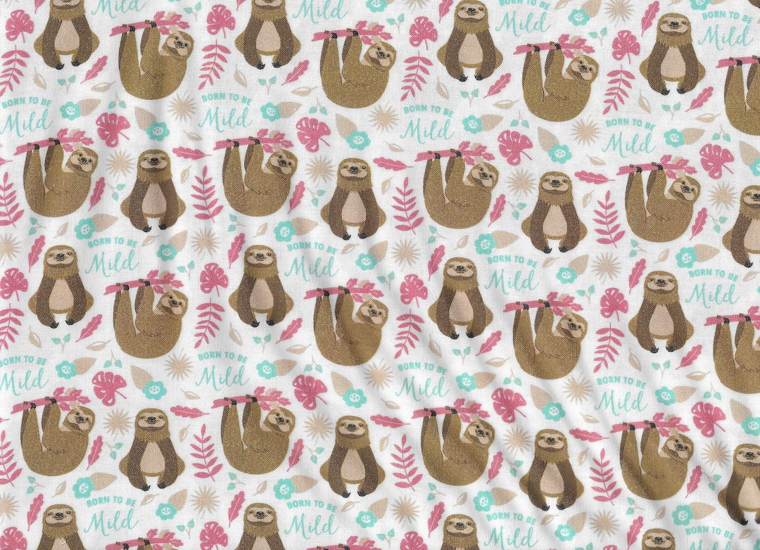 Sloth Cotton Fabric - Etsy