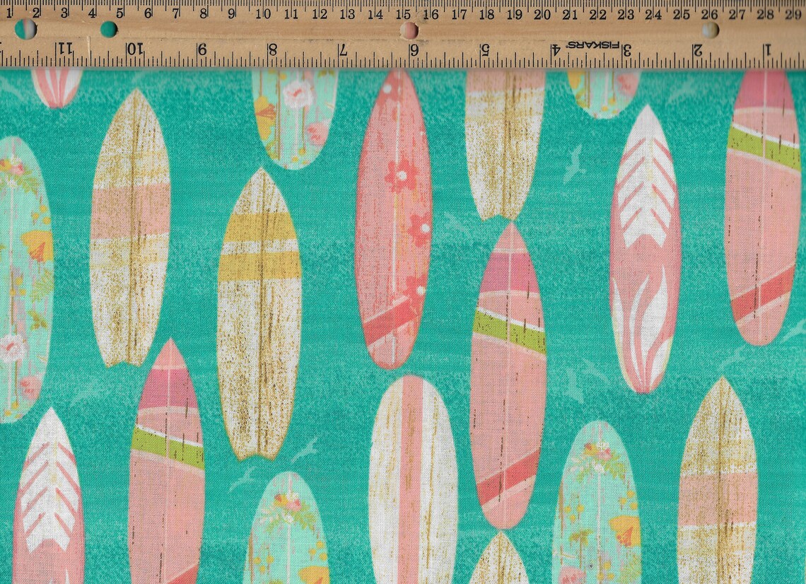Surfboard Cotton Fabric Beach Fabric - Etsy.de