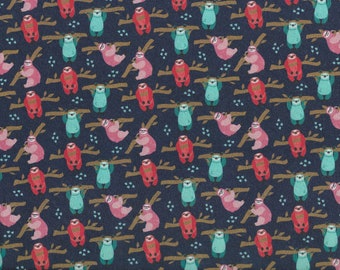 Sloths Fabric Large Scale Sloths on Turquoise by Juliaschumacher Sloths ...