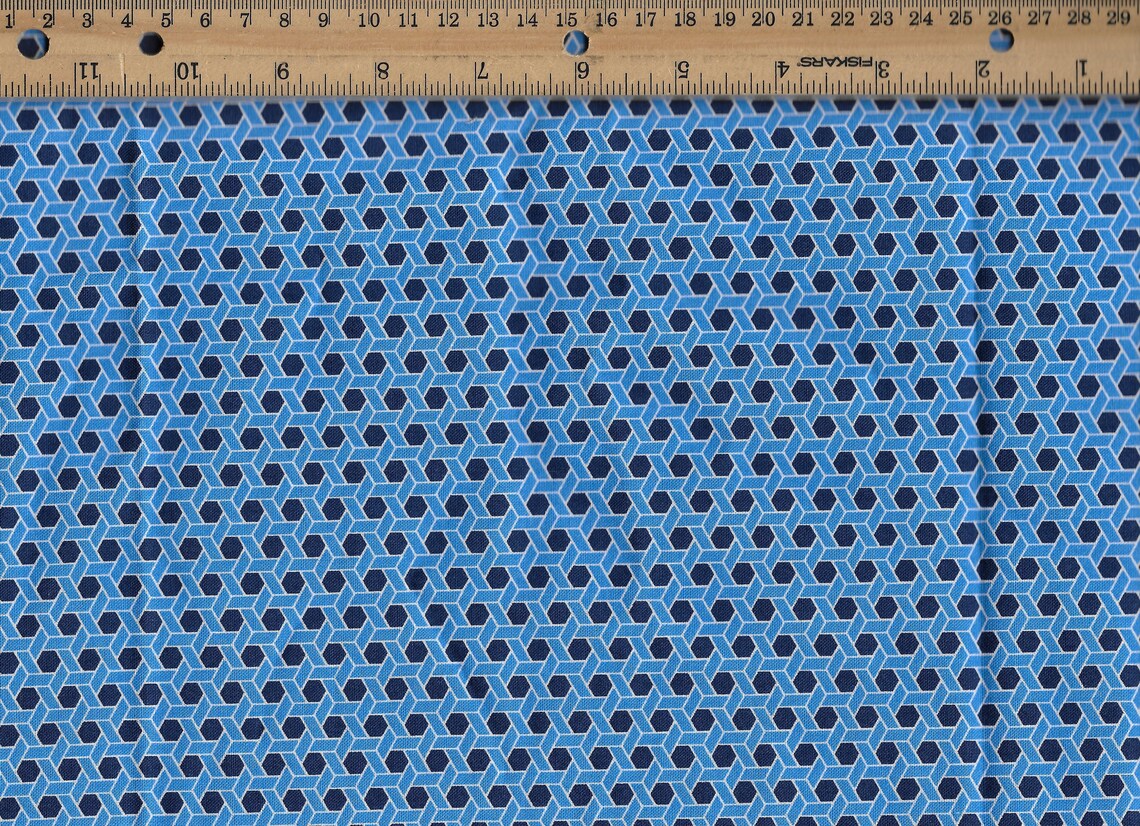 Blue Basket Weave Cotton Fabric | Etsy