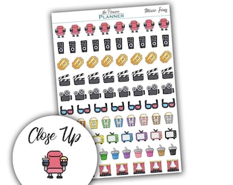 Movie Night Planner Stickers Movie Clip Icon Stickers - Etsy