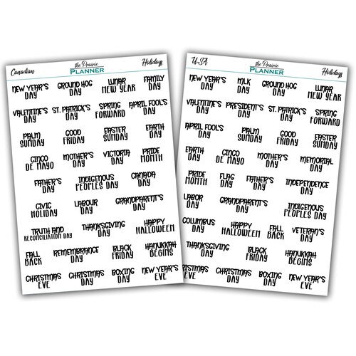 Holidays Option 1 canadian and USA Planner Stickers - Etsy