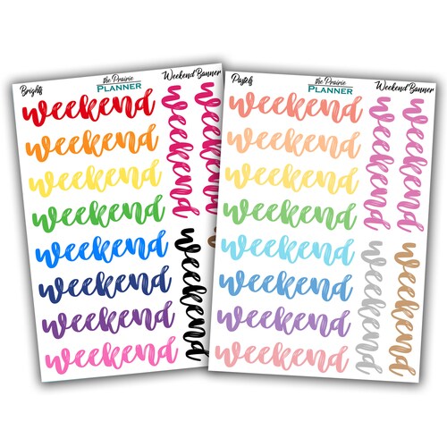 WEEKEND Script Printable Planner Stickers Script Stickers - Etsy