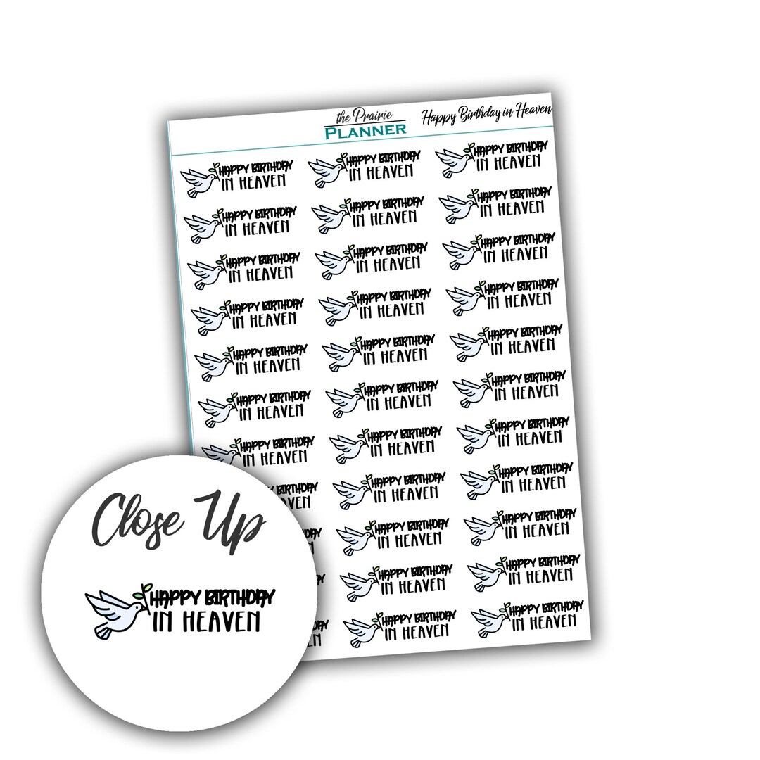 Happy Birthday in Heaven Planner Stickers - Etsy