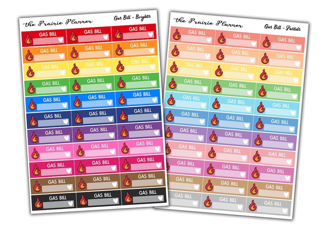 Gas Bill - Planner Stickers - Etsy