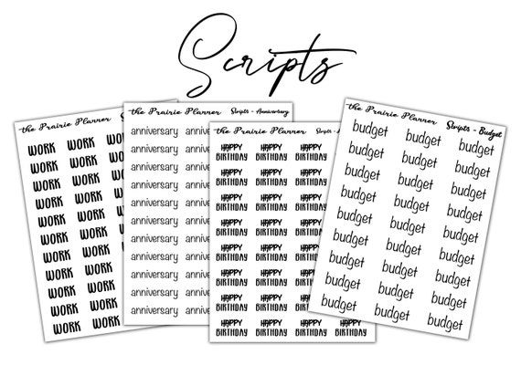 Script stickers Planner Stickers | Etsy