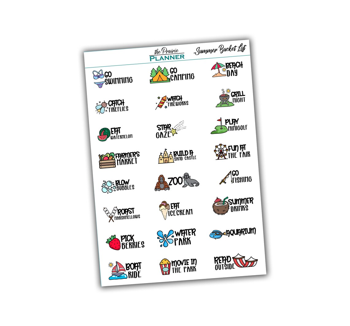 Summer Bucket List - Planner Stickers - Etsy