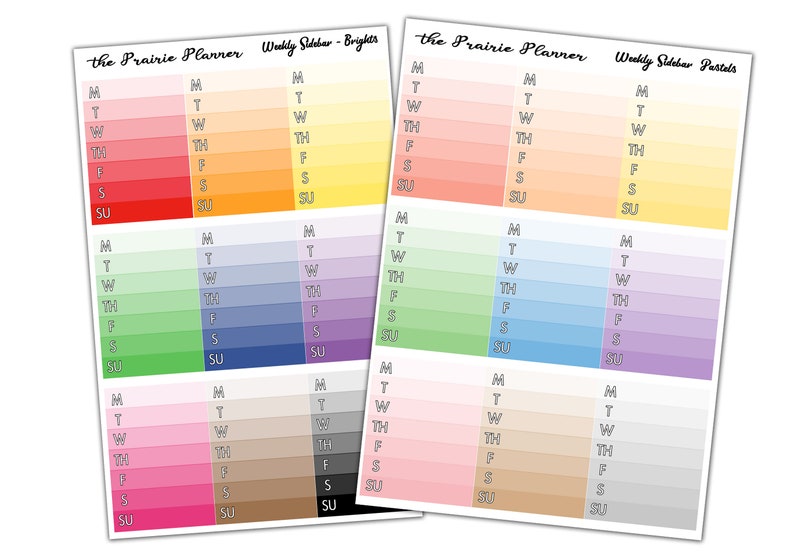 Weekly Sidebar Planner Stickers - Etsy