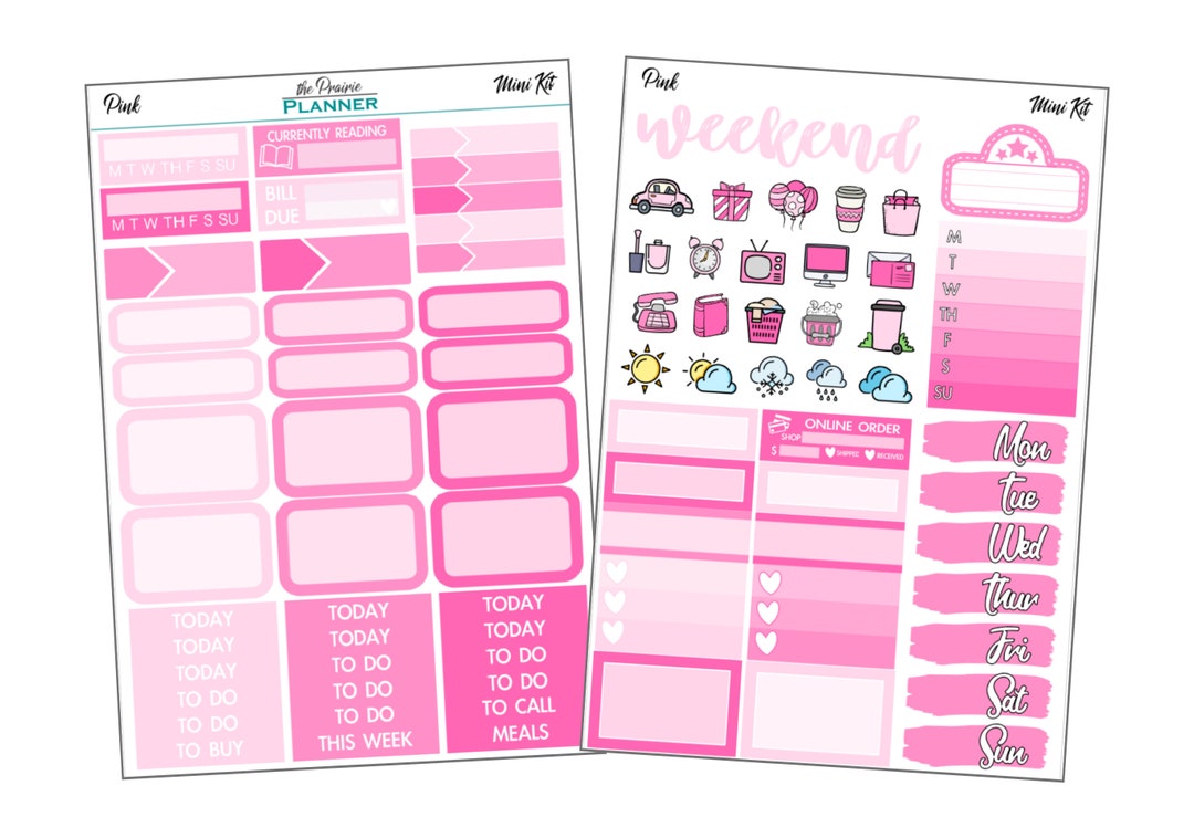 Mini Kit Pink Planner Stickers - Etsy