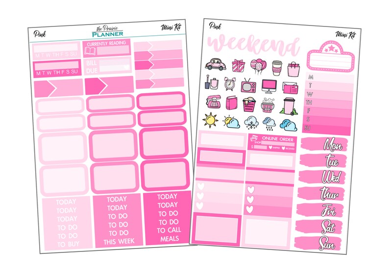 Mini Kit Pink Planner Stickers - Etsy