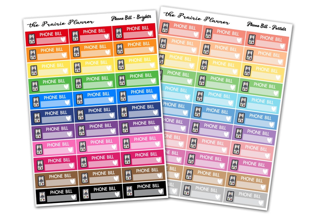 Phone Bill - Planner Stickers - Etsy
