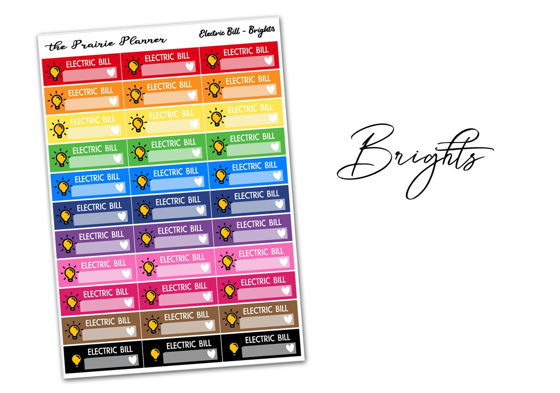 Electric Bill Planner Stickers - Etsy