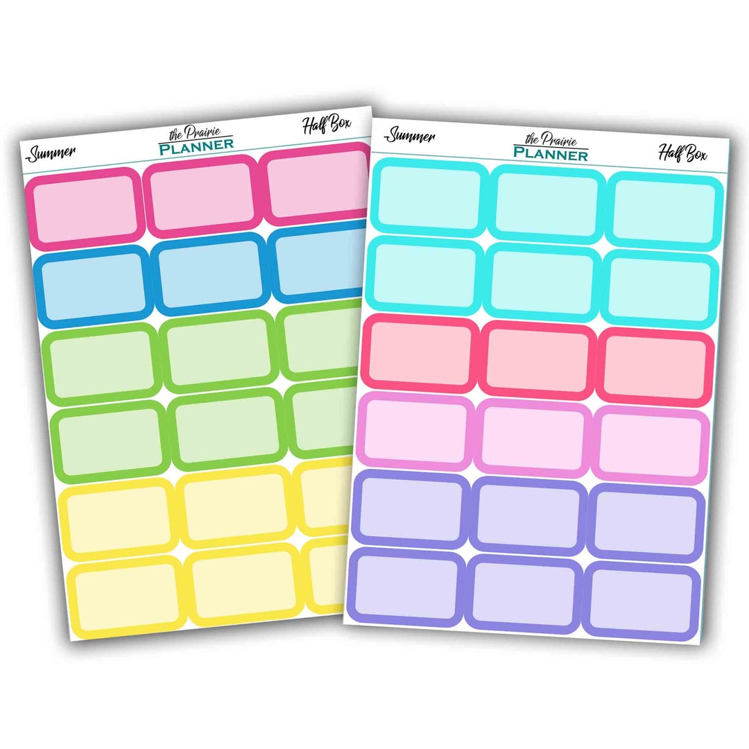 Half Boxes Summer Multi-colour Planner Stickers - Etsy
