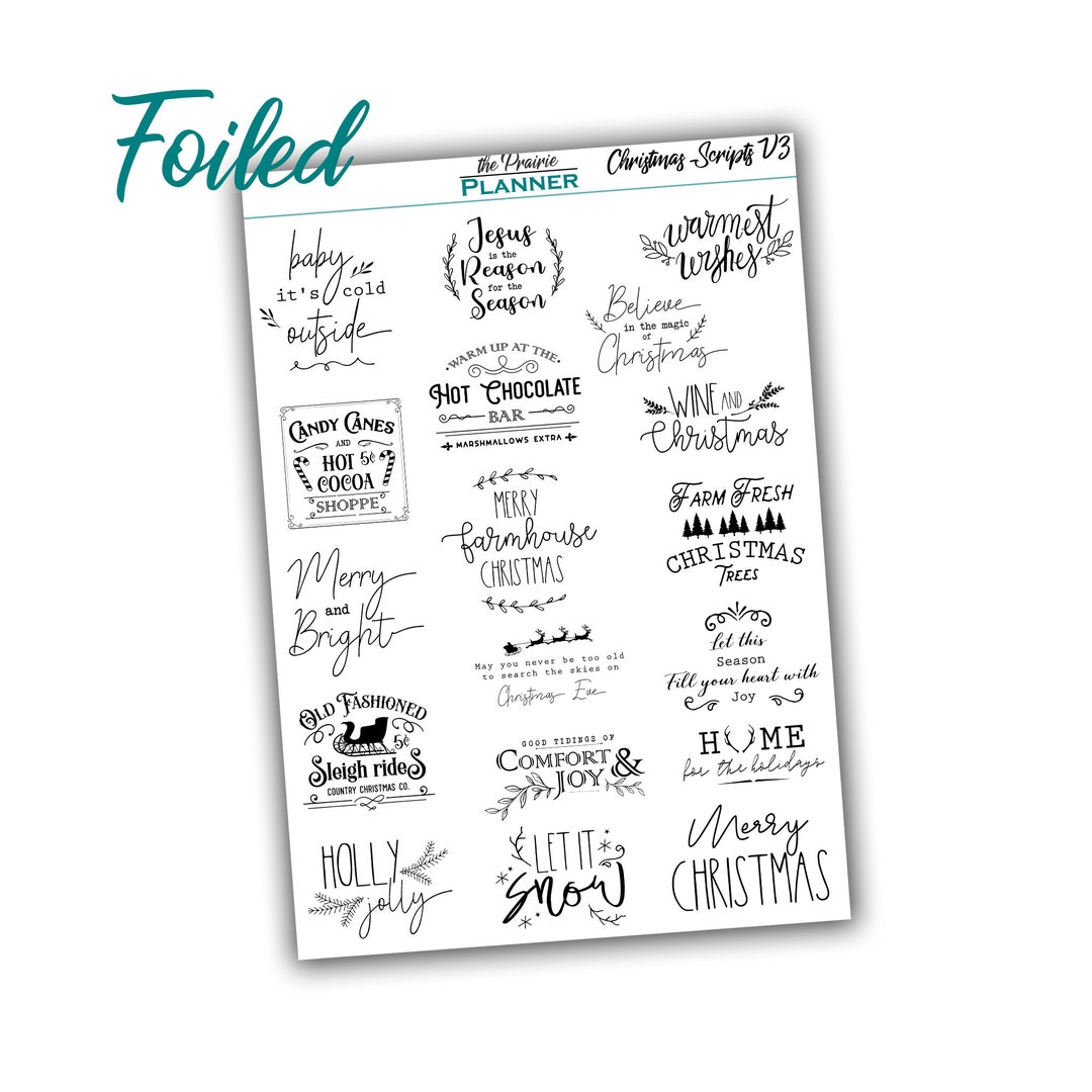 FOIL Christmas Scripts V3 Planner Stickers - Etsy
