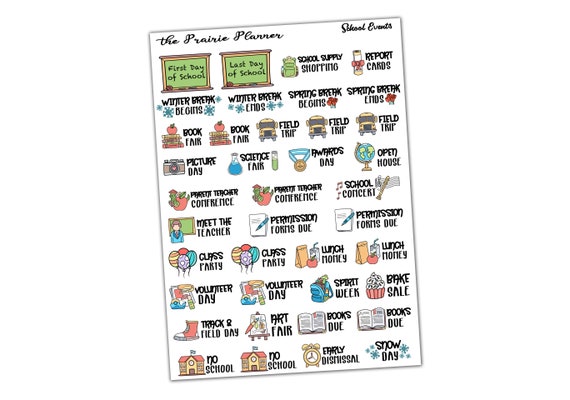 School Events Planner Stickers | Etsy