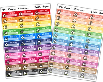 Rent Due Planner Stickers 0190 Bill Due Finance Money Bill Tracker ...
