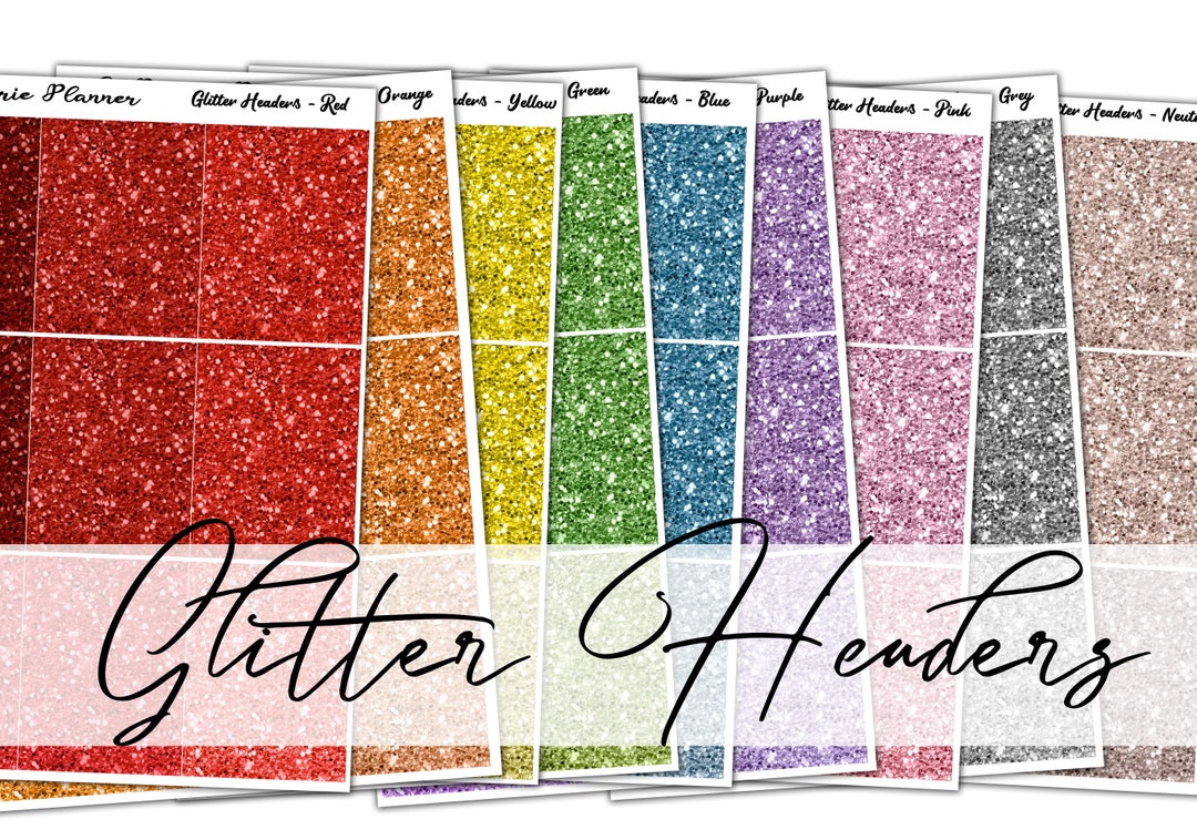 Glitter Headers DIGITAL TEXTURE Planner Stickers - Etsy