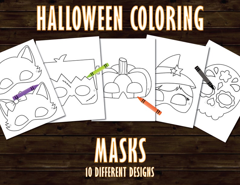 Halloween Coloring Masks | Frankenstein, Ghost, Pumpkin, Witch, Mummy ...