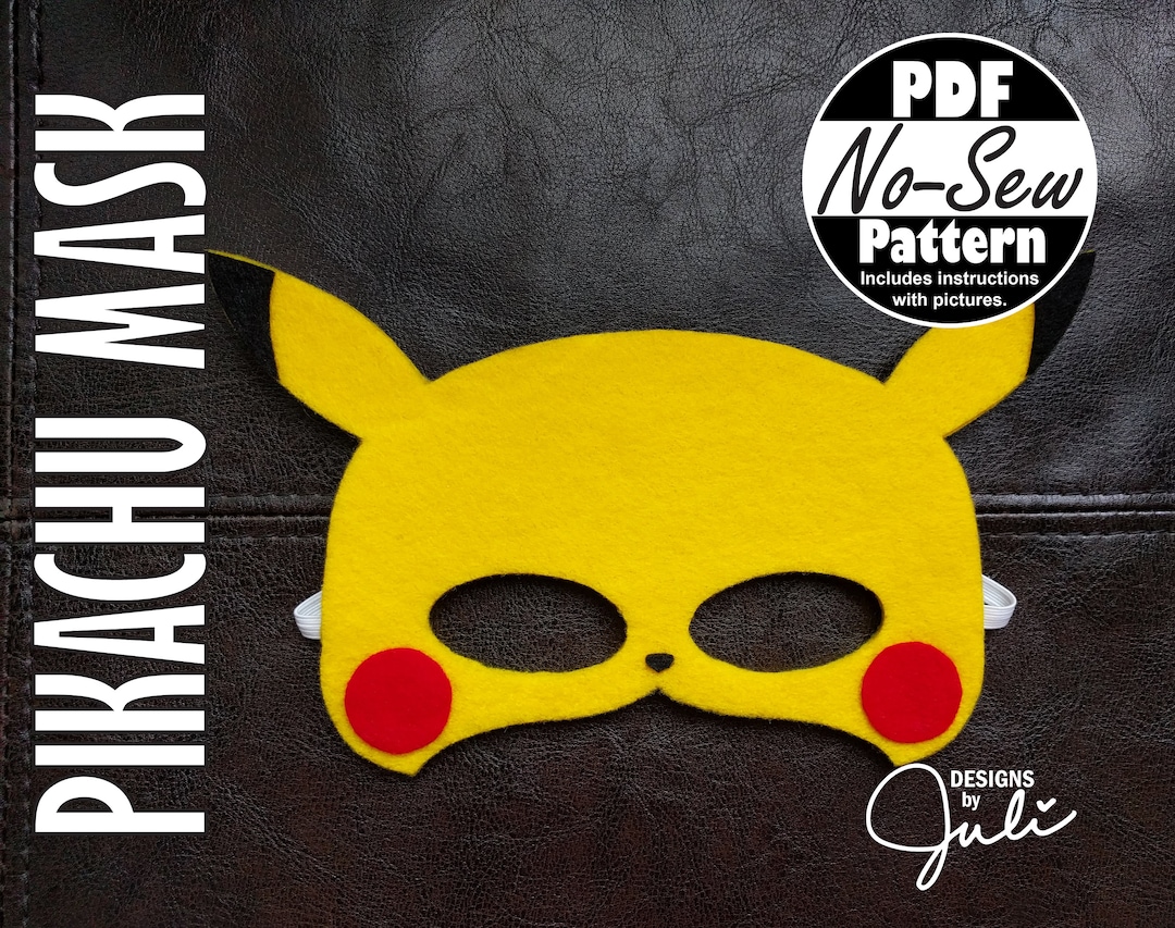 Pikachu No-sew Mask Pattern | Pokemon Party Favor, Pikachu Party Supply ...