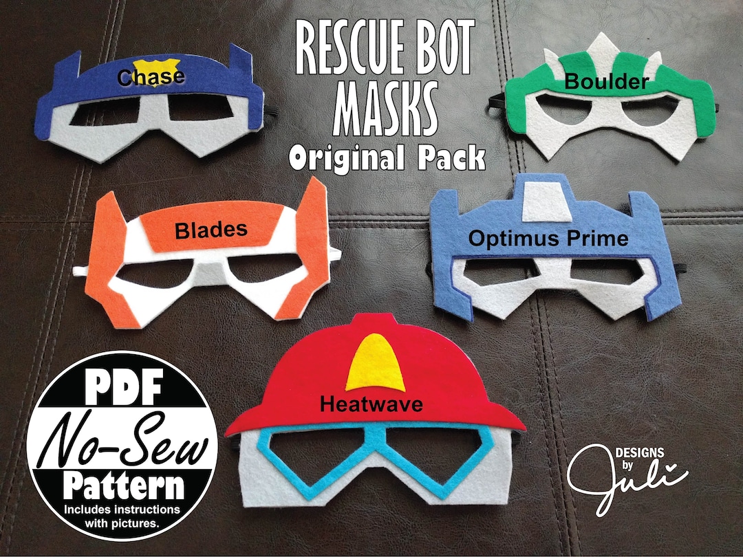 Rescue Bots No-sew Mask Pattern (original Pack) | Rescue Bots Party ...
