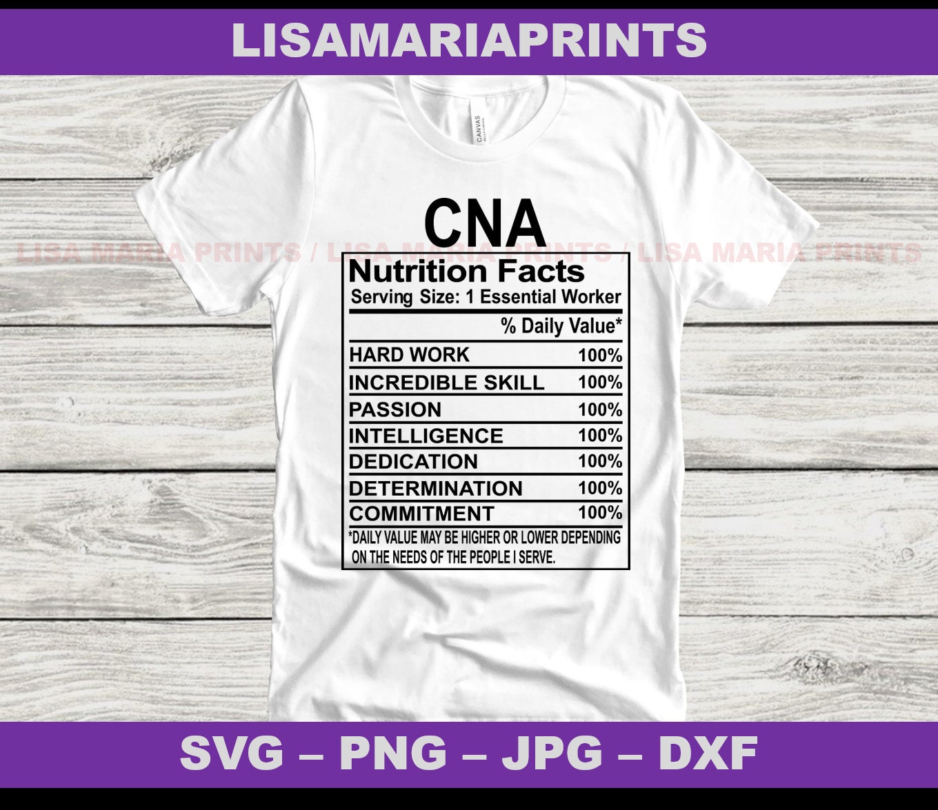 CNA Nutrition Facts SVG JPG Png Dxf - Instant Digital Download - No ...