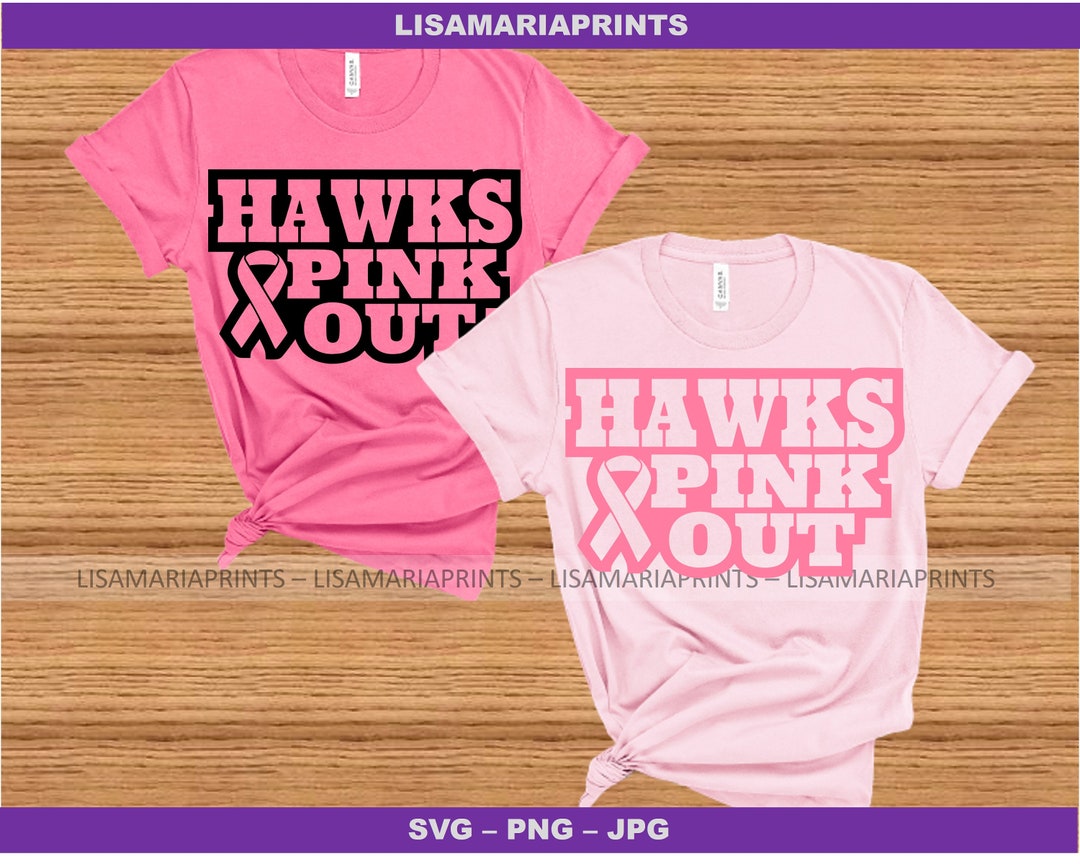 Hawks Pink Out - Breast Cancer Awareness -- SVG, PNG, JPG Digital ...
