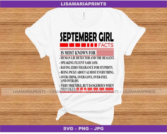 September Girl Facts SVG PNG JPEG Instant Digital - Etsy