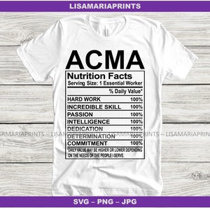 ACMA Nutrition Facts SVG JPG Png - Instant Digital Download - No ...