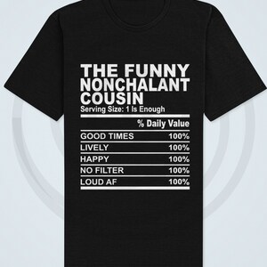 The Funny Nonchalant Cousin Nutrition Facts SVG JPG PNG - Instant ...
