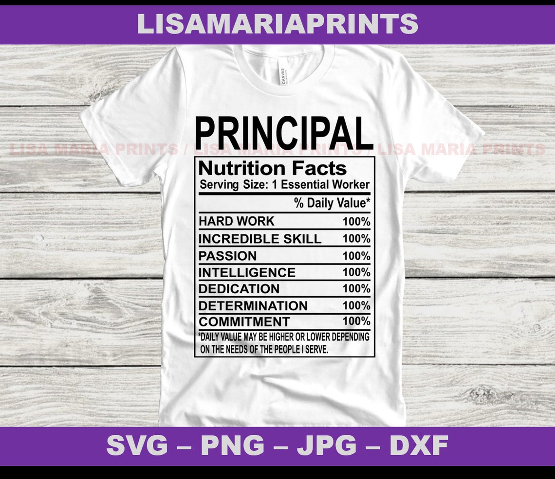 Principal Nutrition Facts SVG JPG Png Dxf Instant Digital - Etsy