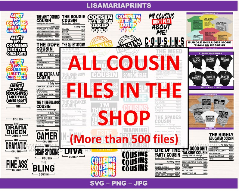 Funny Cousins Reunion SVG Bundle: Shirts, Nutrition Facts (digital ...