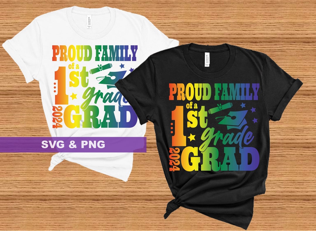Proud Family of a 1st Grade Grad Gradient Ombre SVG, PNG Digital ...
