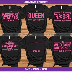 Hot Pink Cousin Quotes Phrases Bundle - SVG - PNG - JPG -cousin Shirts ...