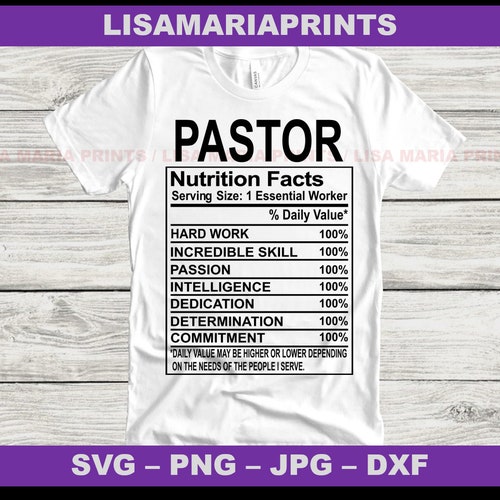 Pastor Nutrition Facts SVG JPG Png Dxf Instant Digital - Etsy