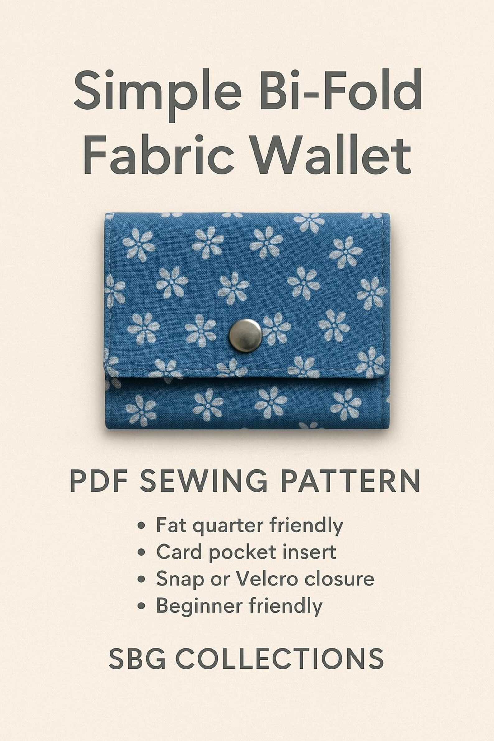 Bi-fold Fabric Wallet Sewing Pattern | Beginner DIY (instant Download ...