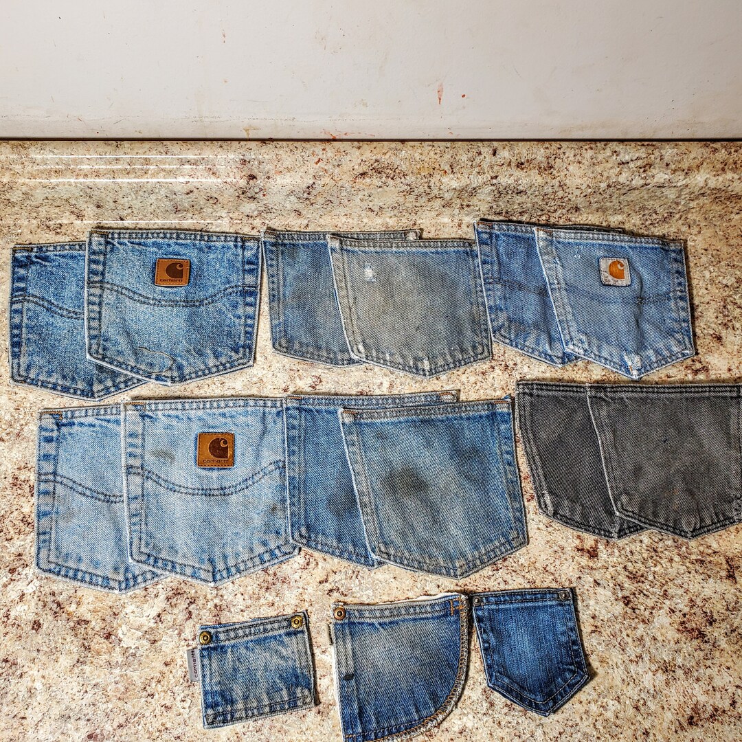 Blue Jean Back Pockets Reclaimed Denim Jean for DIY Crafts, Sewing, Lot ...