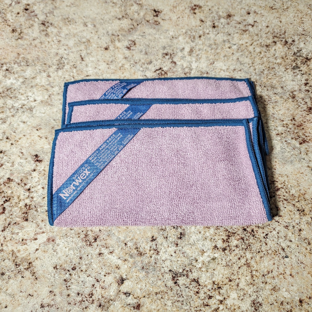 NORWEX Body and Face Cloth Set 3 Small Bath Wash LOT Lavender Denim 7. ...