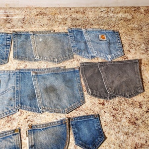Blue Jean Back Pockets Reclaimed Denim Jean for DIY Crafts, Sewing, Lot ...