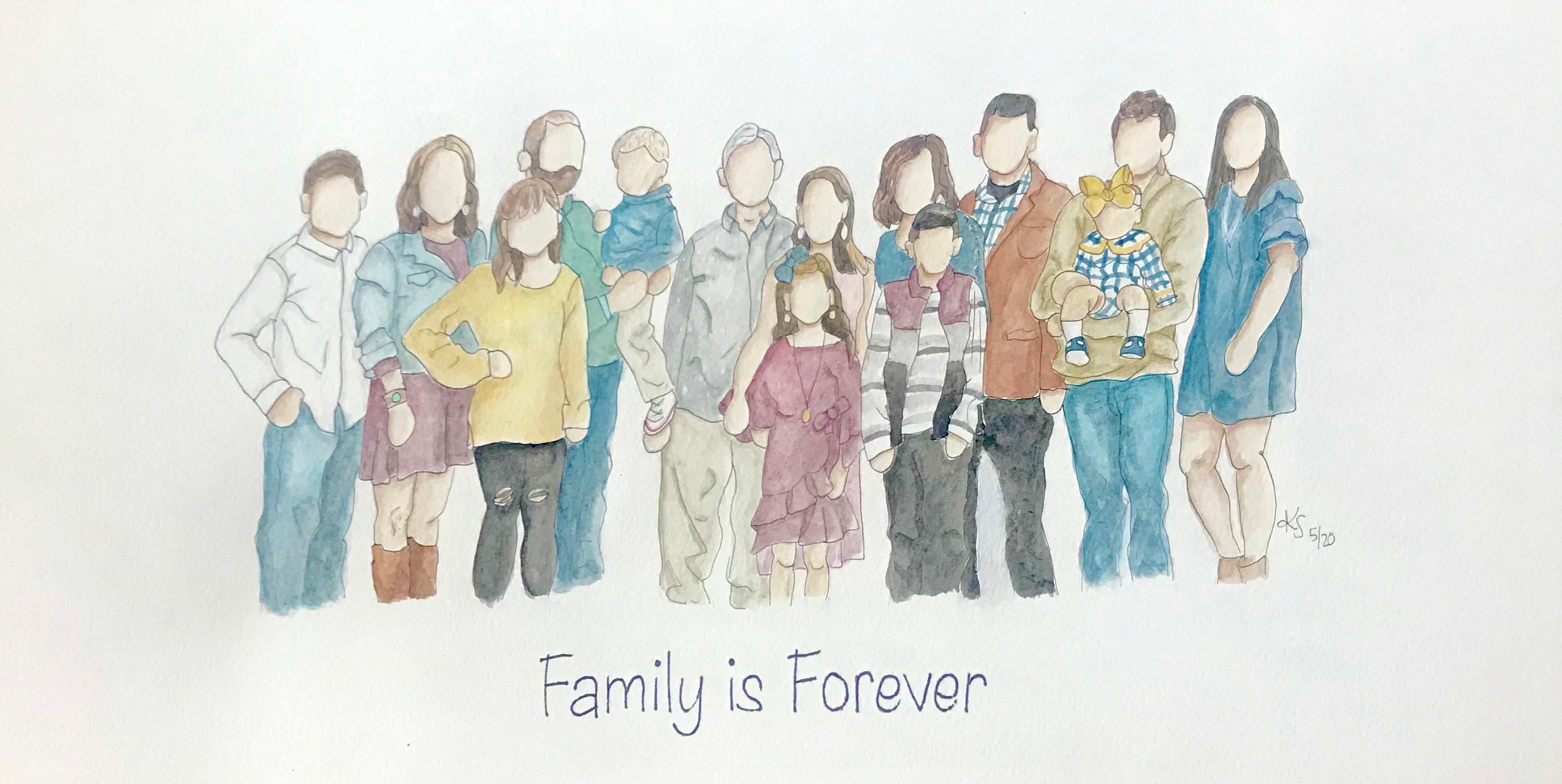 Custom Large Family Faceless Portraits | Etsy